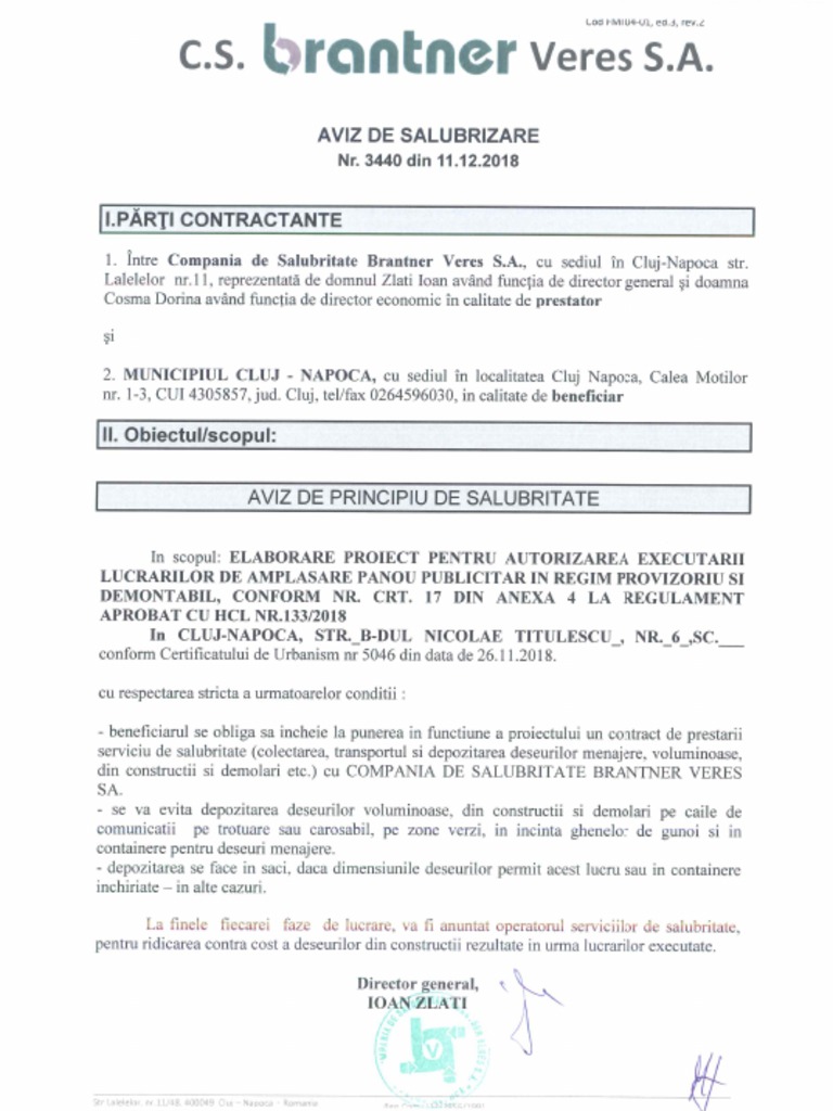 9 - Aviz Salubritate BRANTNER | PDF