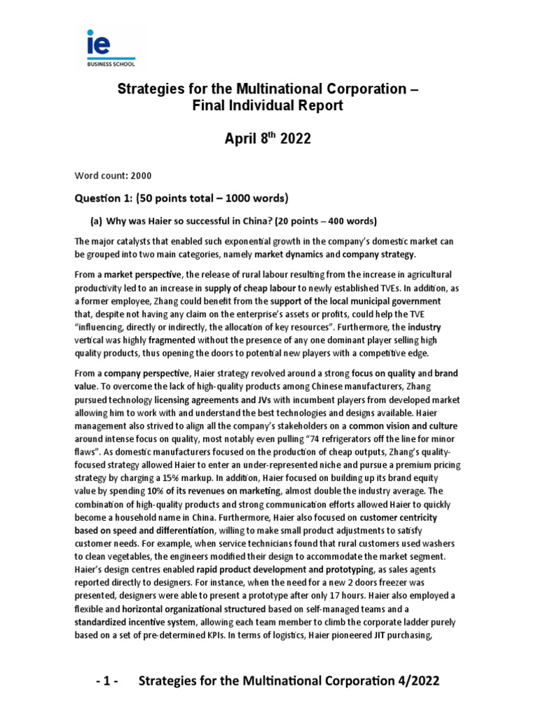 Haier HBS Case Study | PDF | Brand | Market (Economics)