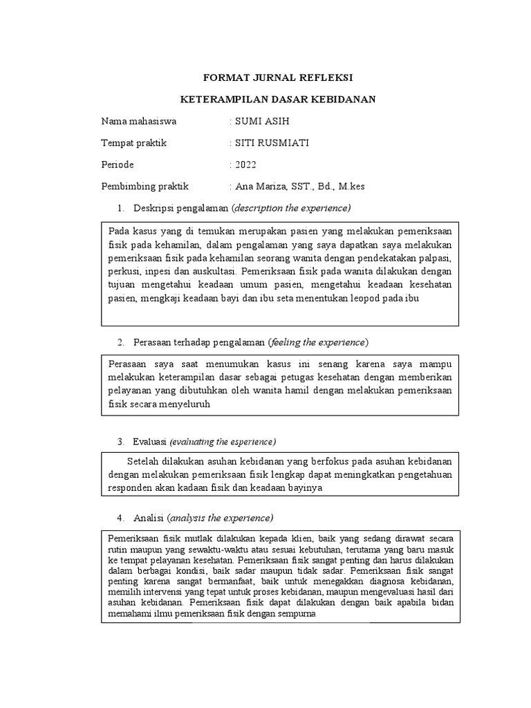 FORMAT JURNAL REFLEKSI Sumiashi | PDF