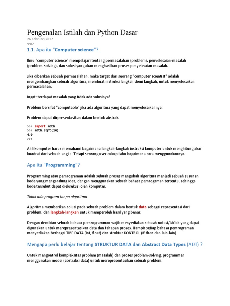 Pengenalan Istilah Dan Python Dasar | PDF Pengenalan Istilah Dan Python Dasar | PDF