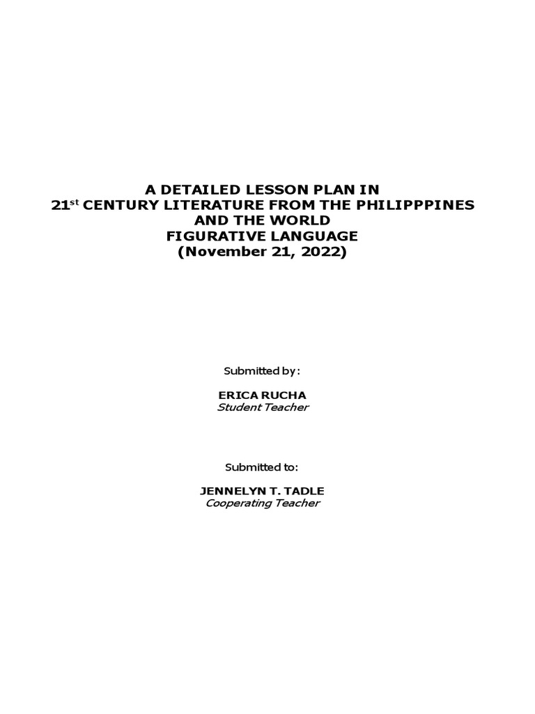 Lesson Plan: Figurative Language | PDF | Metaphor | Analogy