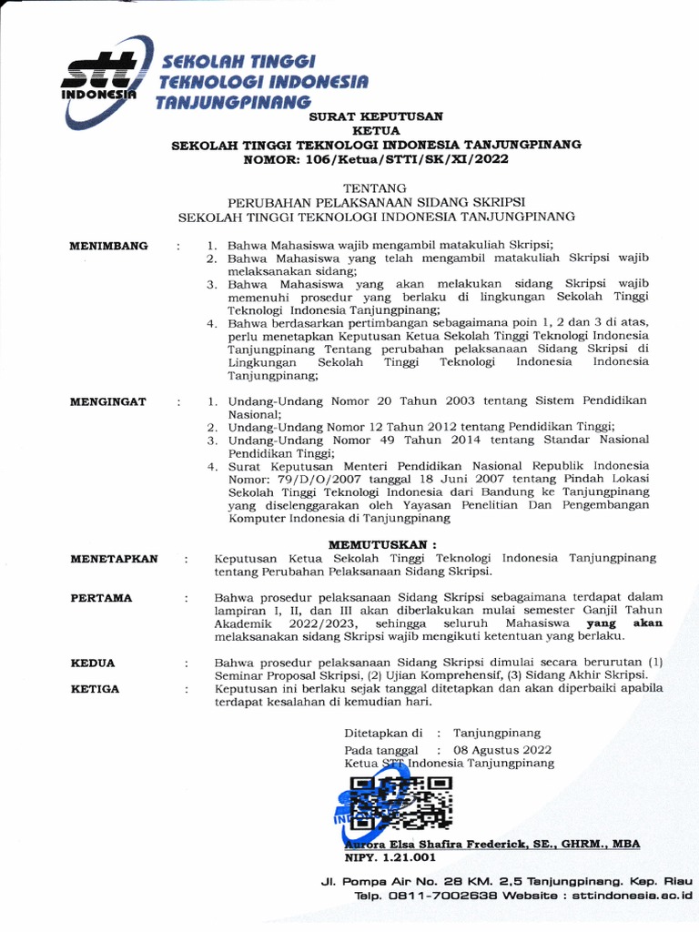 106 - SK Perubahan Sidang Skripsi | PDF