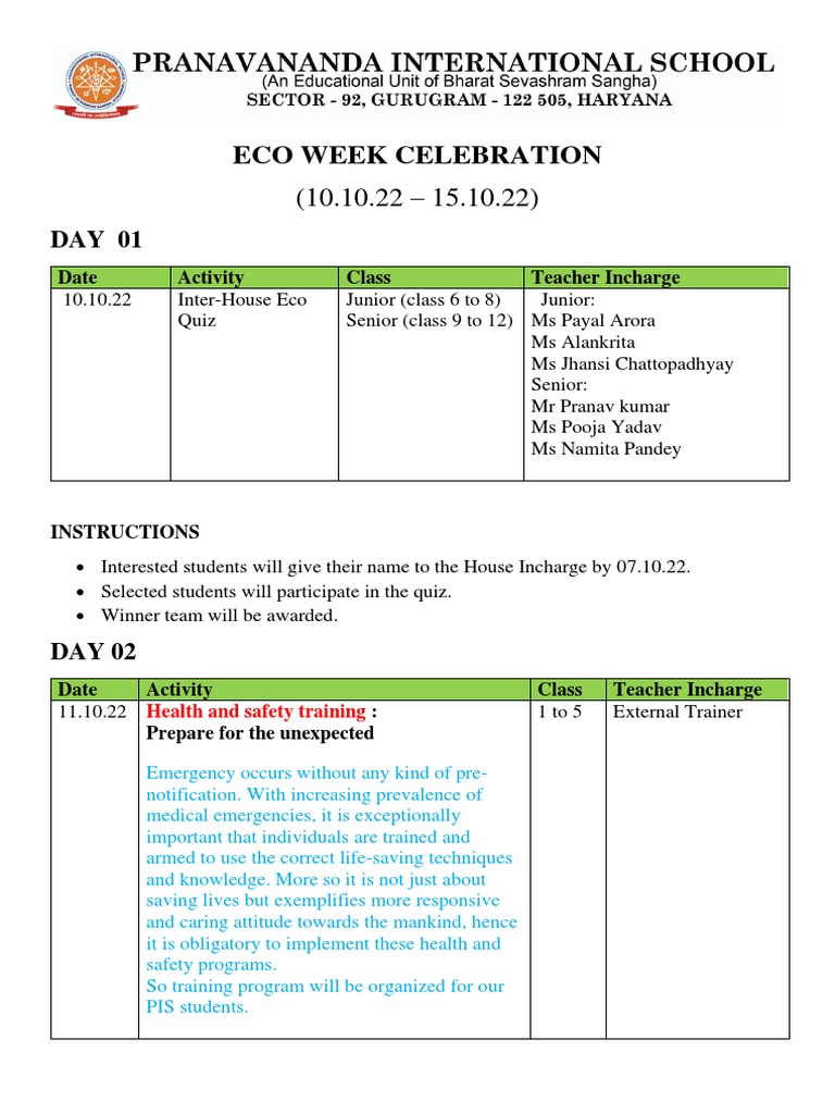 Eco Week Celebration ' 0ct) | PDF