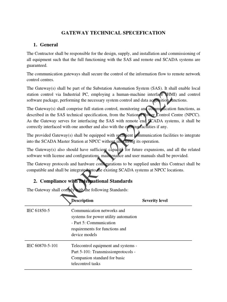 Secure Substation Gateway Specifications | PDF