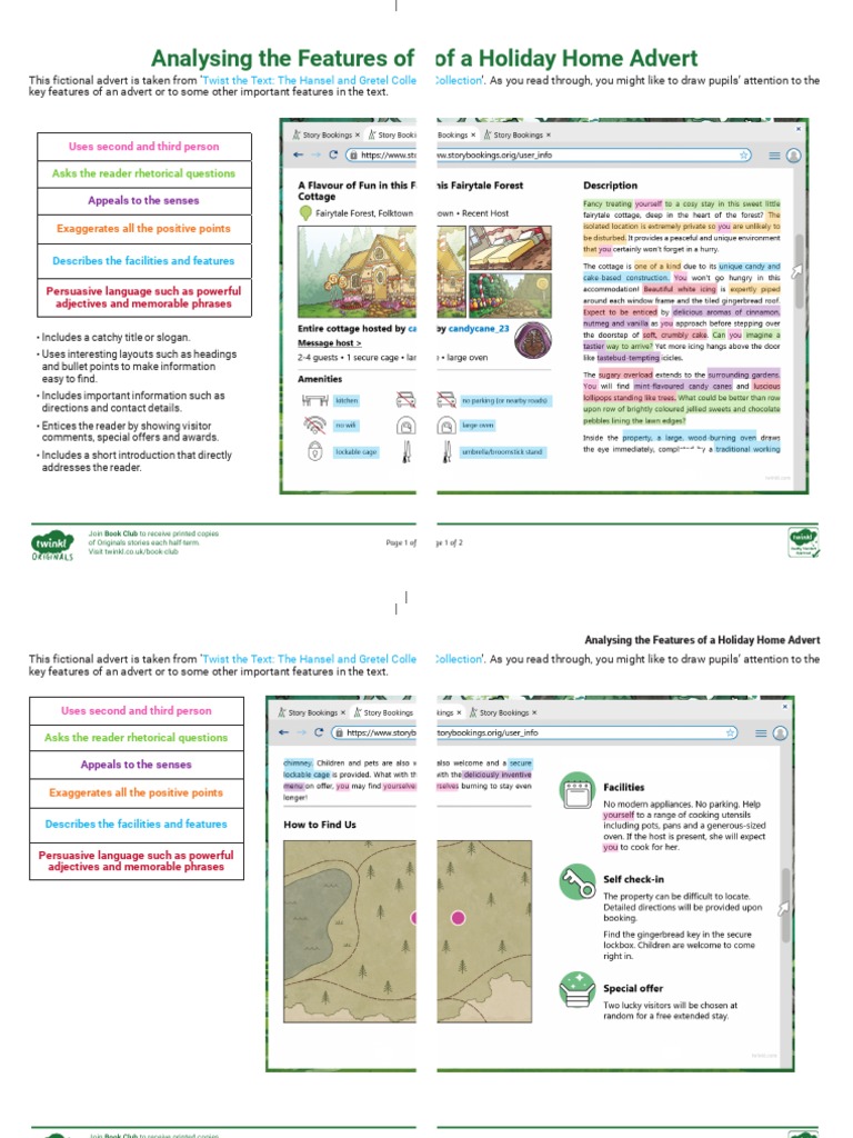 Analysing The Features of A Holiday Home Advert 2xa4 | PDF | Hansel And ...