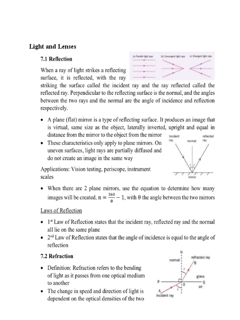 Light and Lenses Notes | PDF