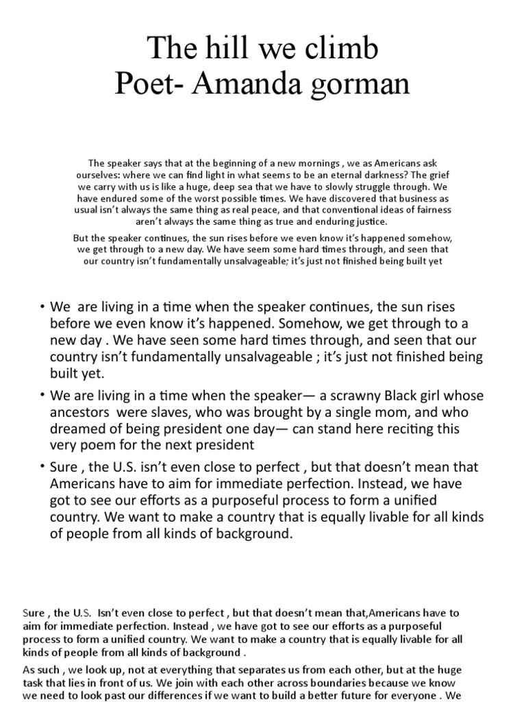 The Hill We Climb Poet-Amanda Gorman | PDF