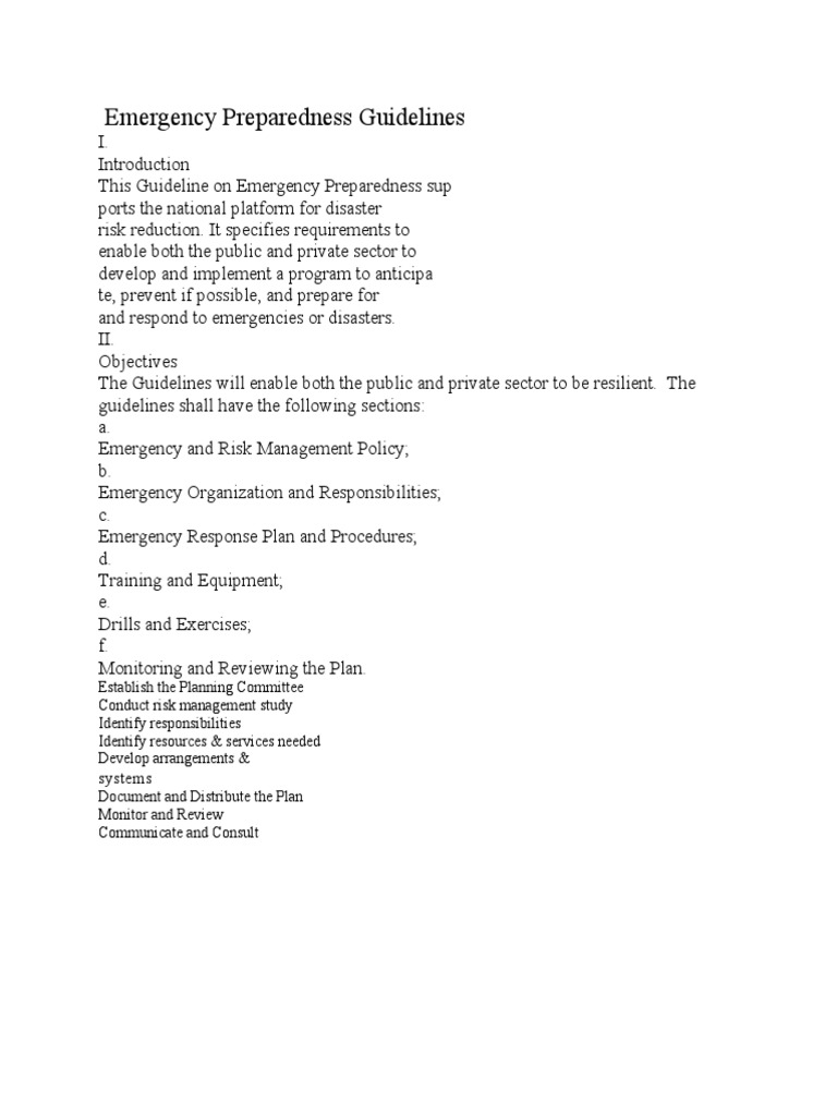 Emergency Preparedness Guidelines | Download Free PDF | Emergency ...