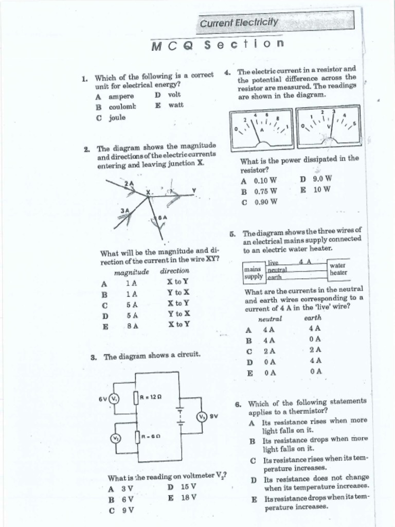 Current Electricity MCQ | PDF