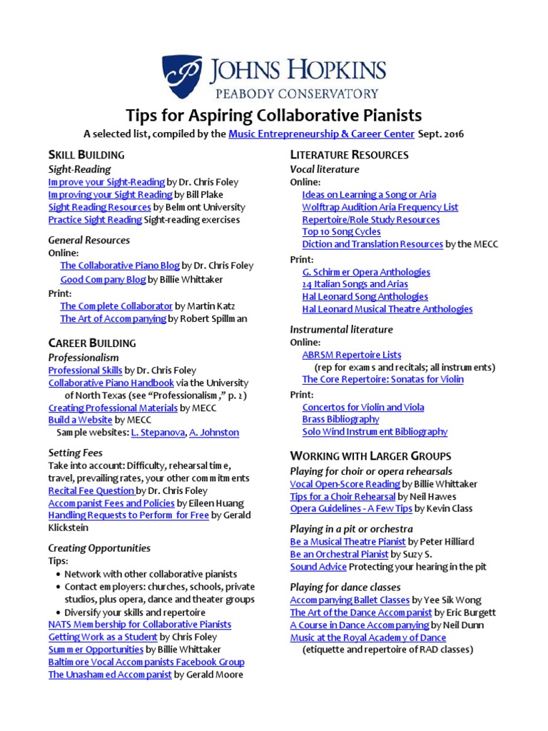 Collaborative Pianist Career Tips | PDF | Piano | Orchestras