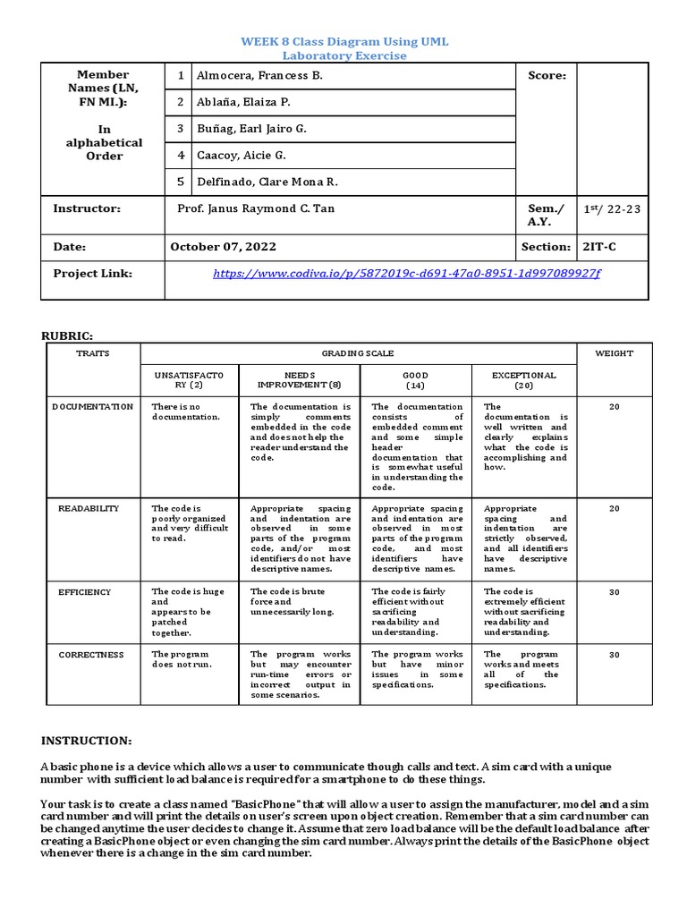 CCS108 Week 8 Laboratory Exercise New and Revised | PDF | Computer Program | Programming