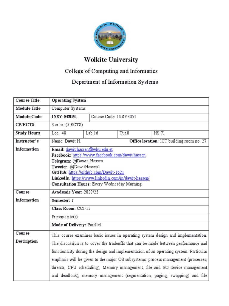 Course Outline | Download Free PDF | Thread (Computing) | Operating System