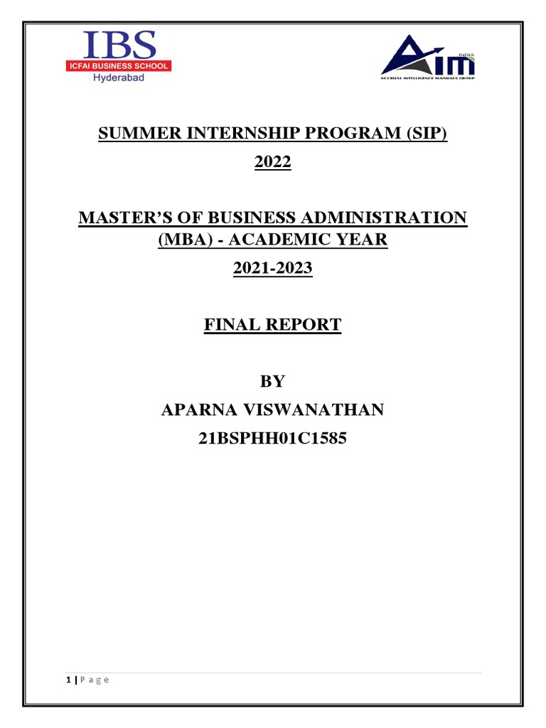 Summer Internship Program Aim India | PDF