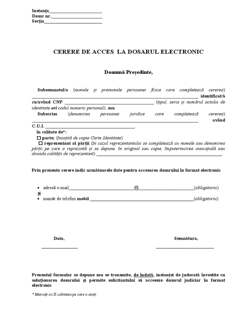 Cerere Acces Dosar Electronic | PDF