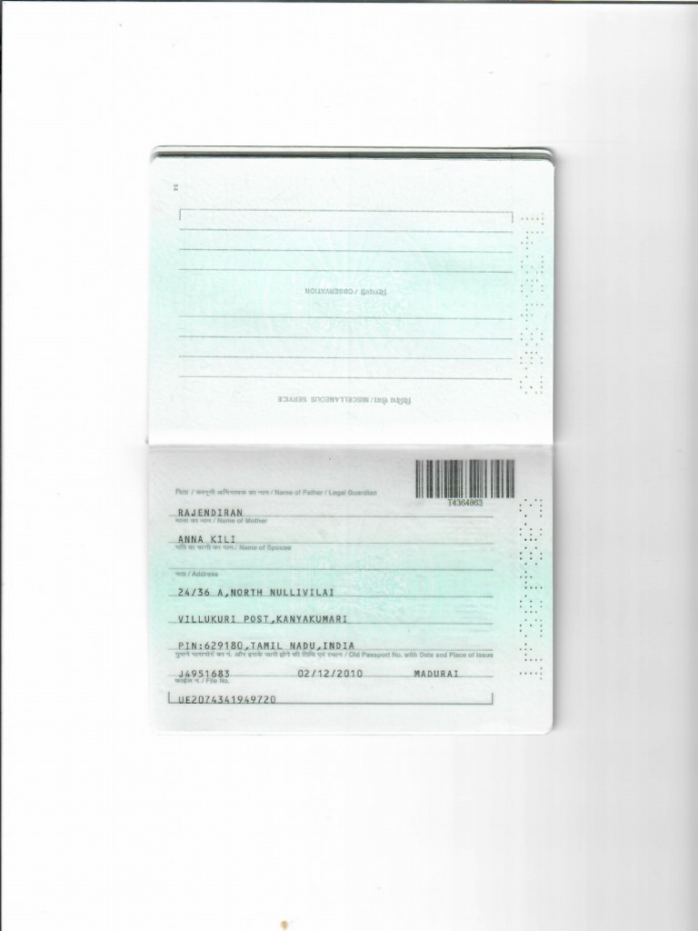 Passport Last Page | PDF