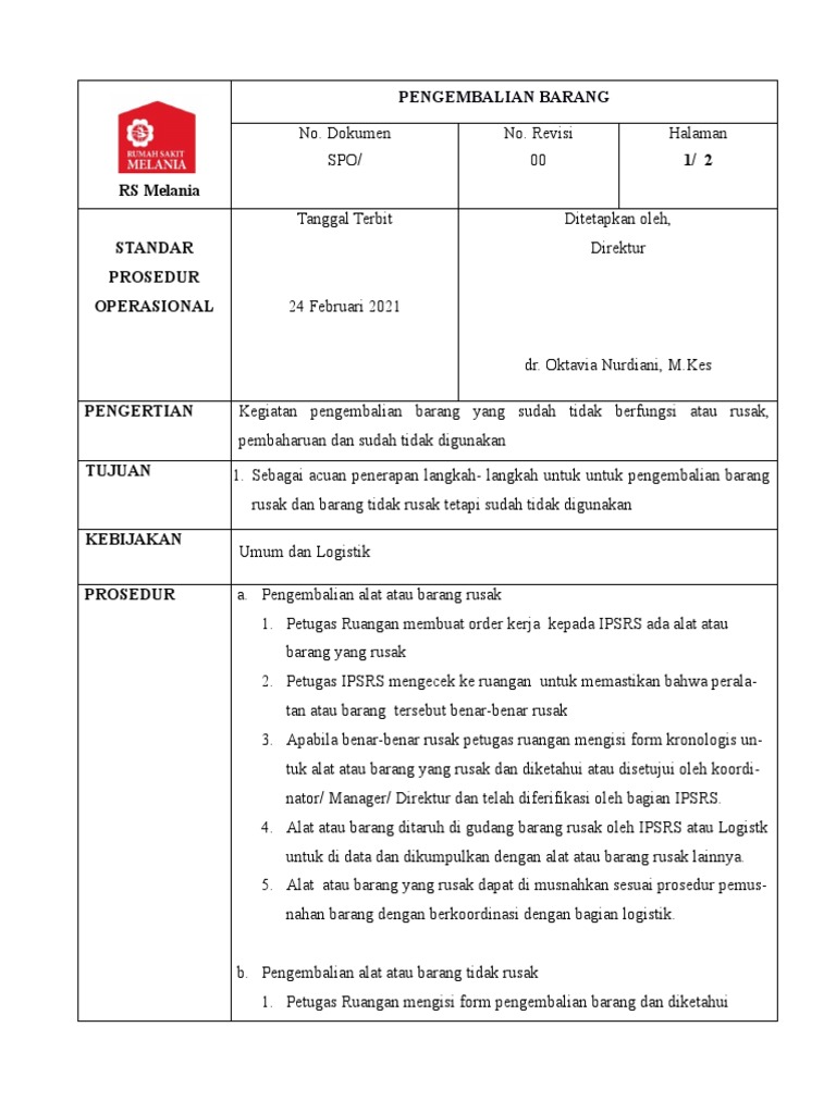 Prosedur Pengembalian Barang Rusak | PDF