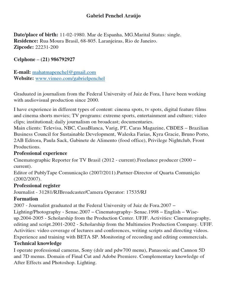 CV English - CV Ingles | PDF