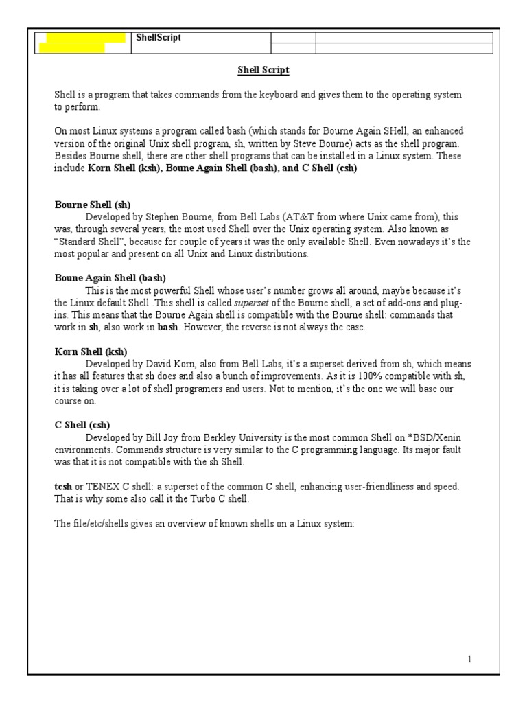 Shell Scripting | PDF