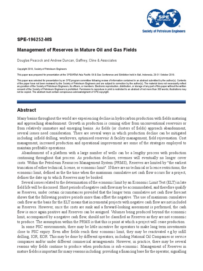 (2020) Management of Reserves in Mature Oil and Gas Fields-Douglas ...