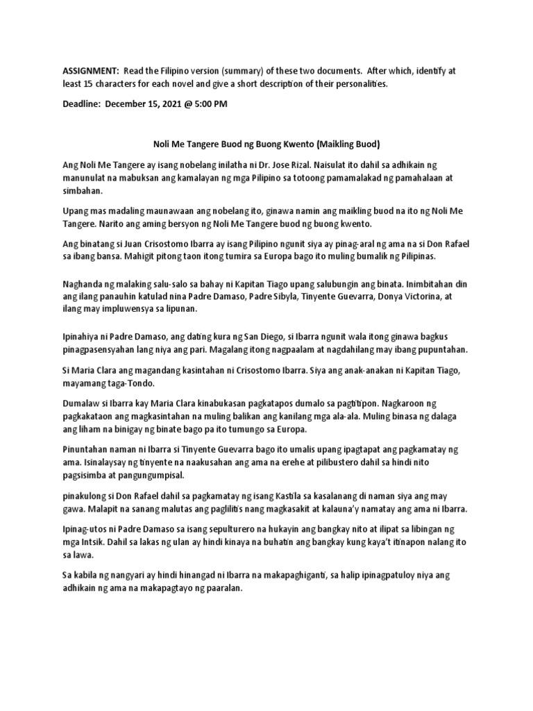 Share Noli and El Fili Assignment | PDF