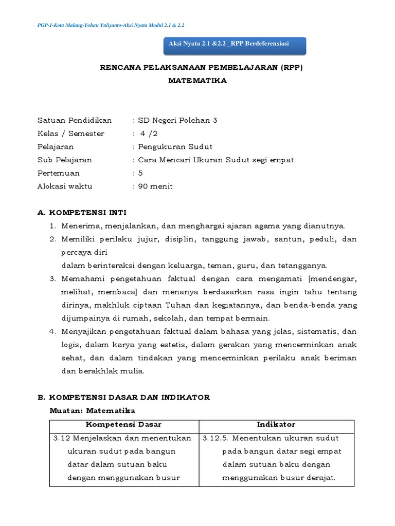 RPP Berdiferensiasi | PDF