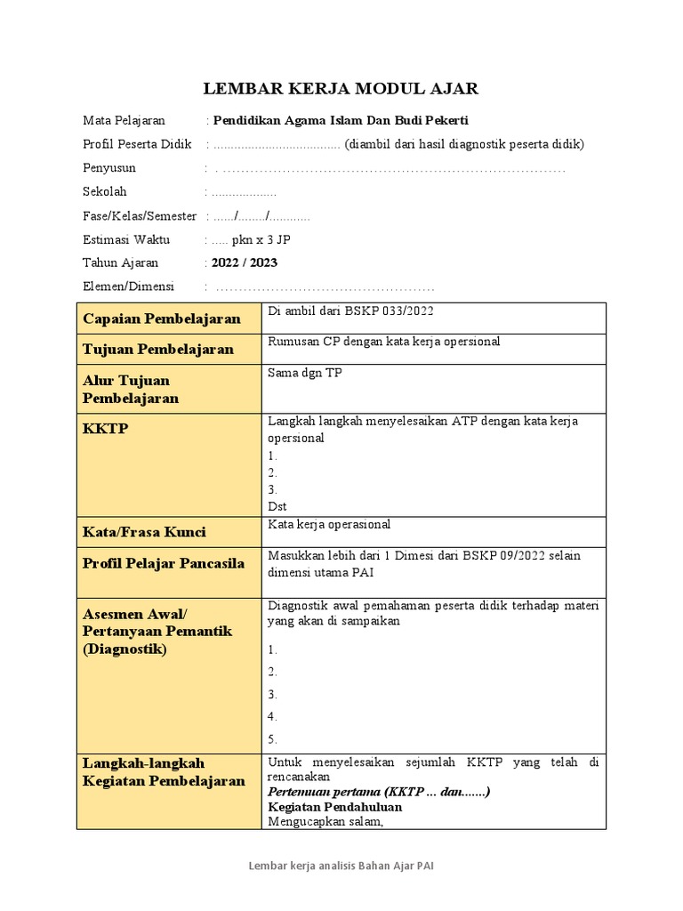 LK Analisis Modul Ajar Model 3 | PDF