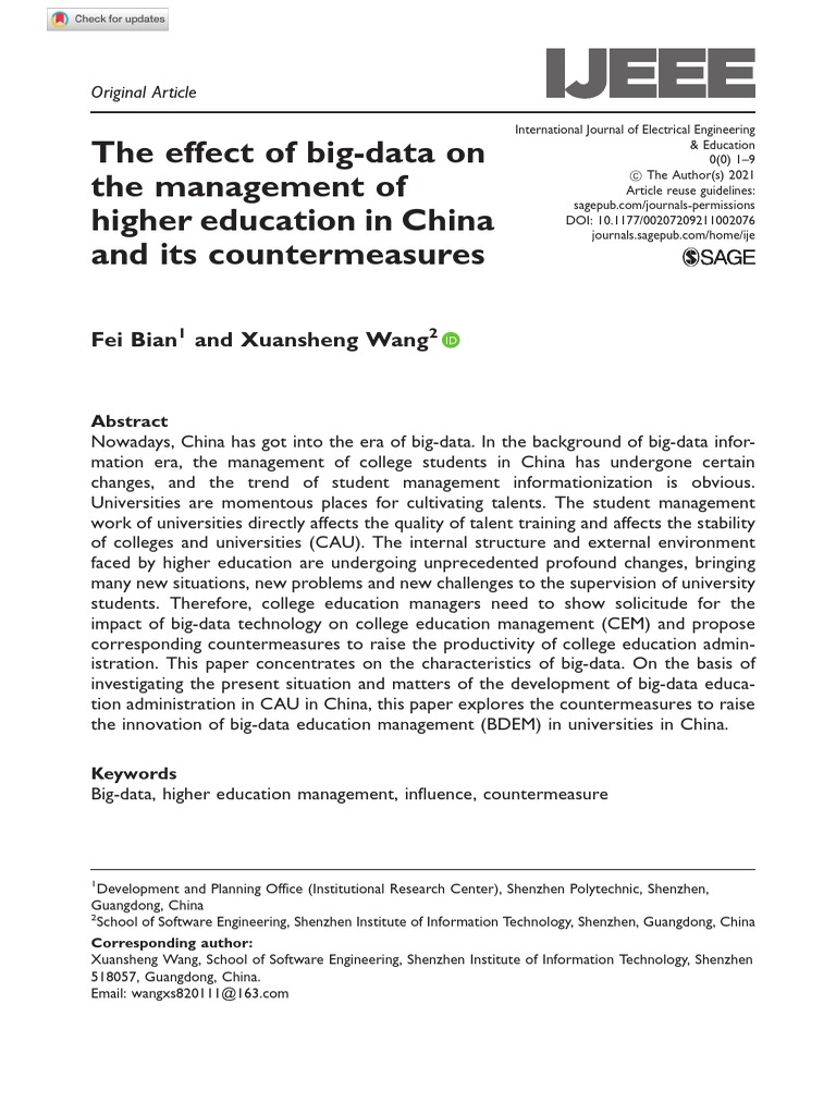 The Effect of Big-Data On The HEC of China | Download Free PDF | Big Data | Cloud Computing