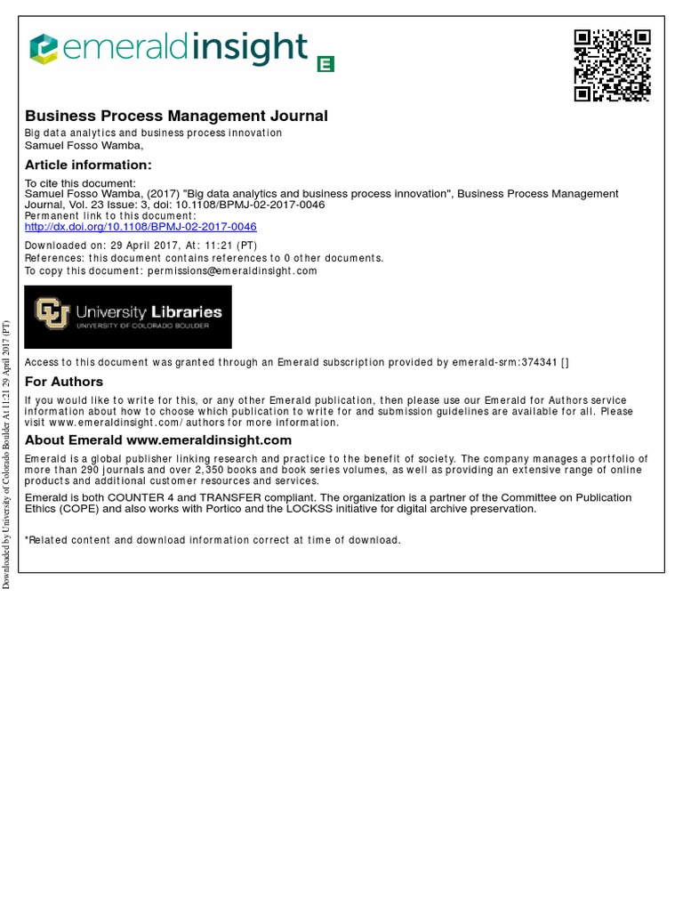 Big Data & Process Innovation | PDF | Big Data | Analytics