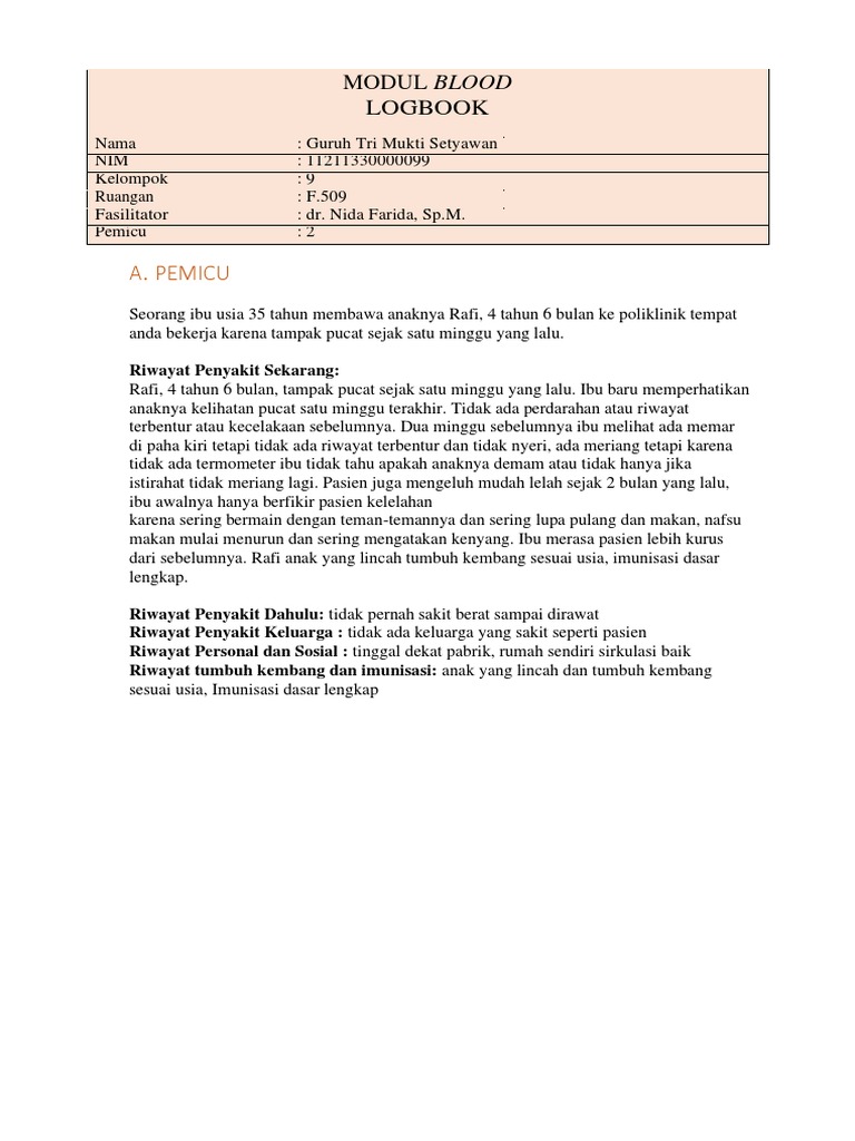 099 - Guruh Tri Mukti Setyawan Logbook P2 BLOOD | PDF