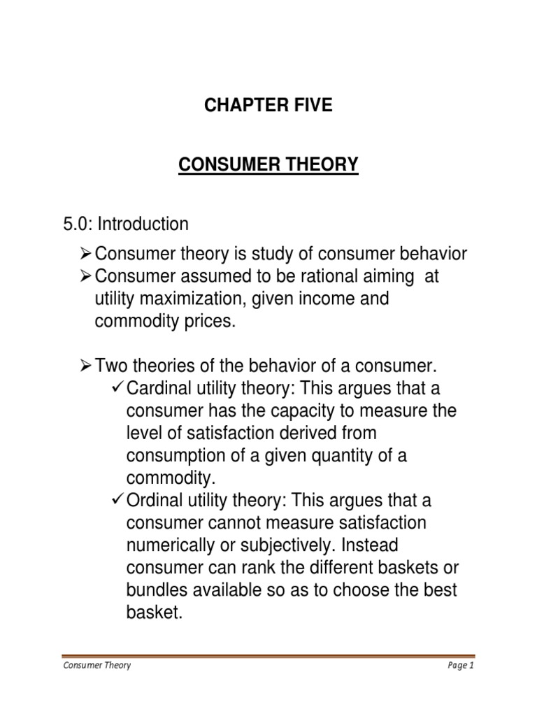 Chapter 5 - Consumer Theory | PDF