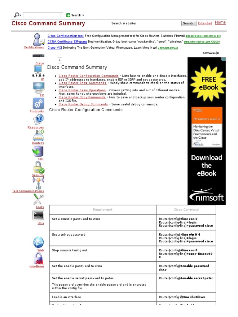 Cisco Commands | PDF | Router (Computing) | Internet Cisco Commands | PDF | Router (Computing) | Internet