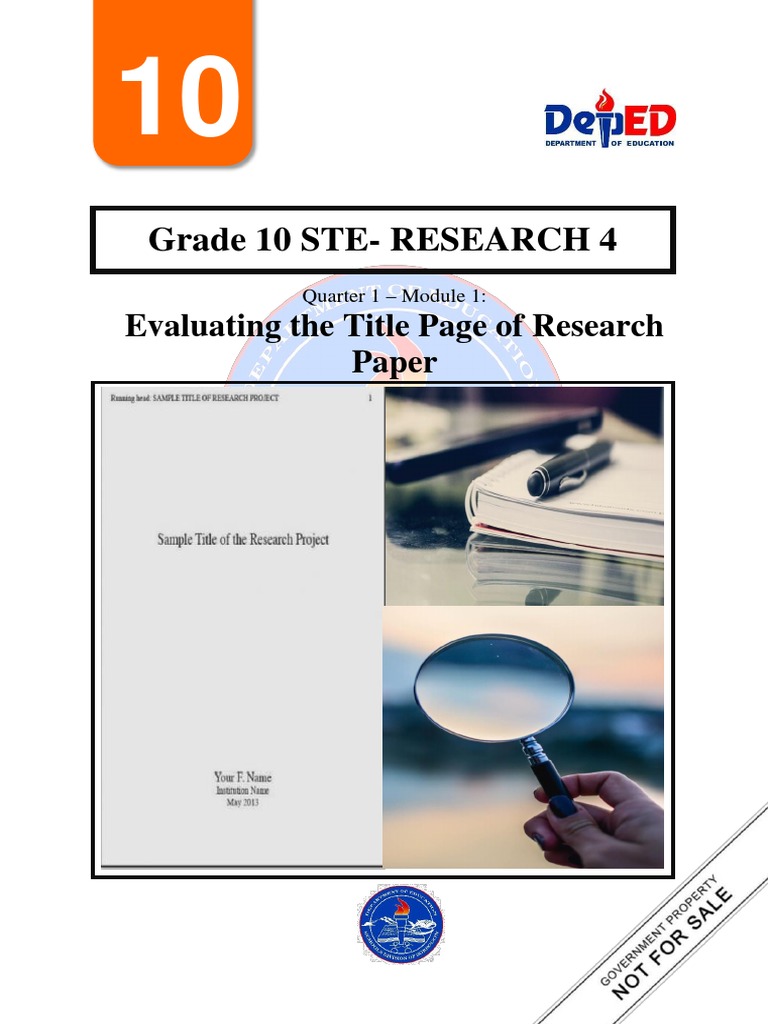 STE-10 Research-4 Q1 LC1 MOD1 | PDF | Academic Publishing | Evaluation