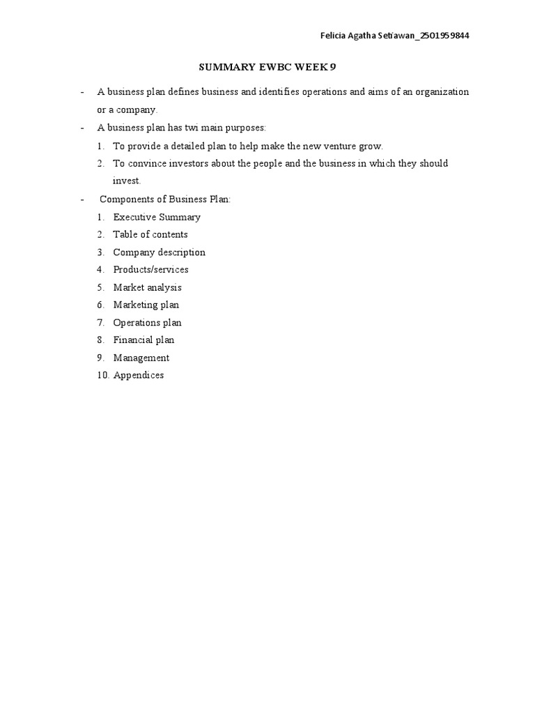 Summary Ewbc Week 9 | PDF | Business