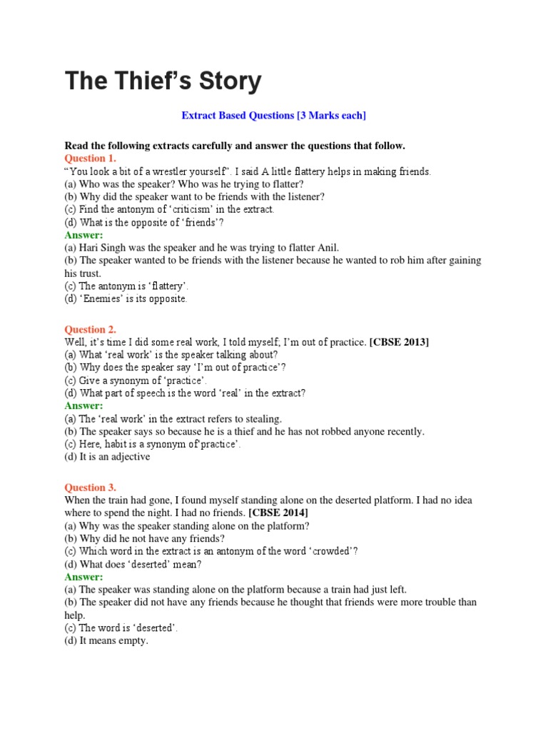 The Thief's Story | PDF