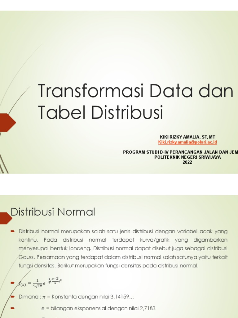 Statistik 13-14 Transformasi Data Dan Tabel Distribusi | PDF