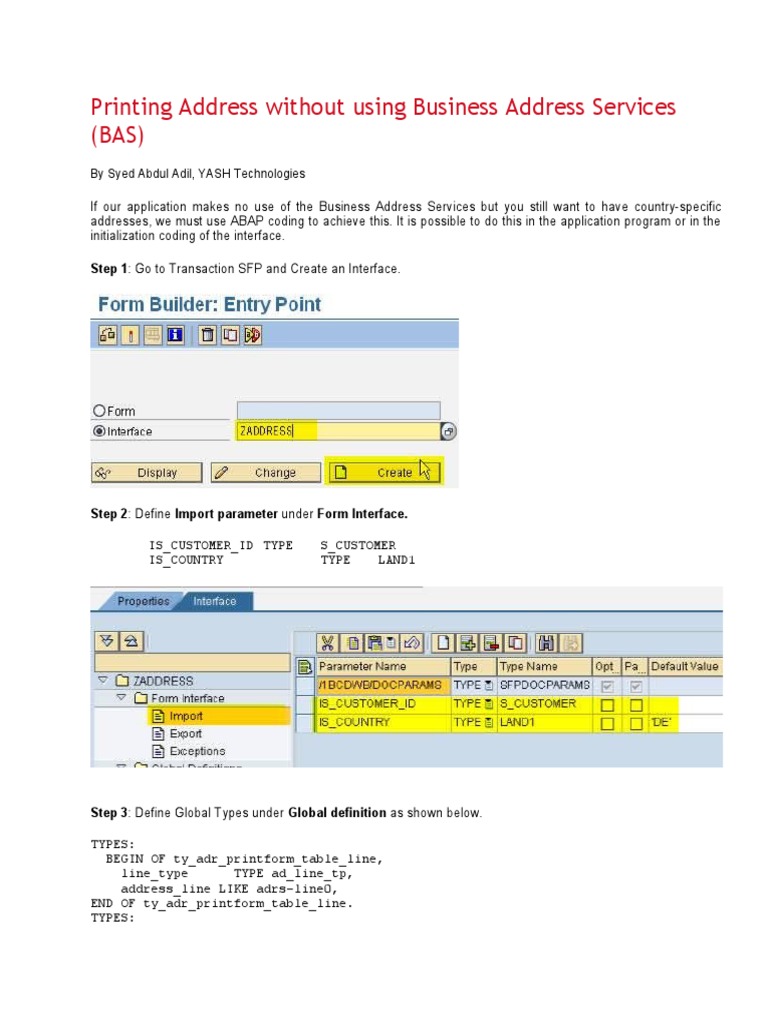 Printing Address Without Using Business Address Services - BAS | PDF ...