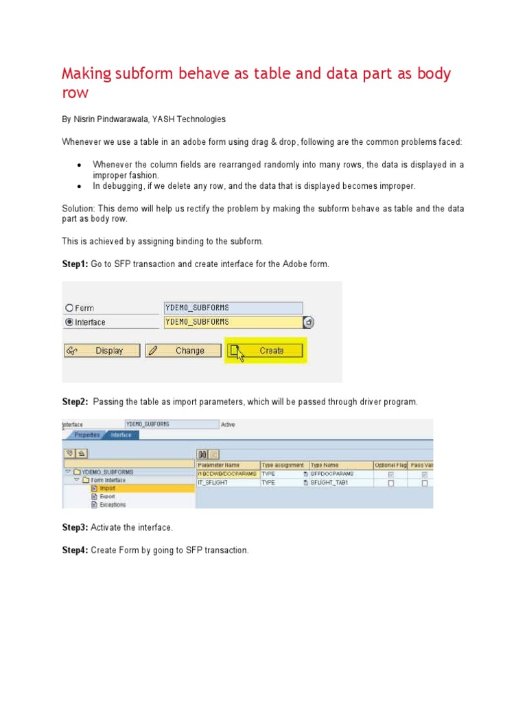Adobe Form Table Subform Guide | PDF | Page Layout | Software