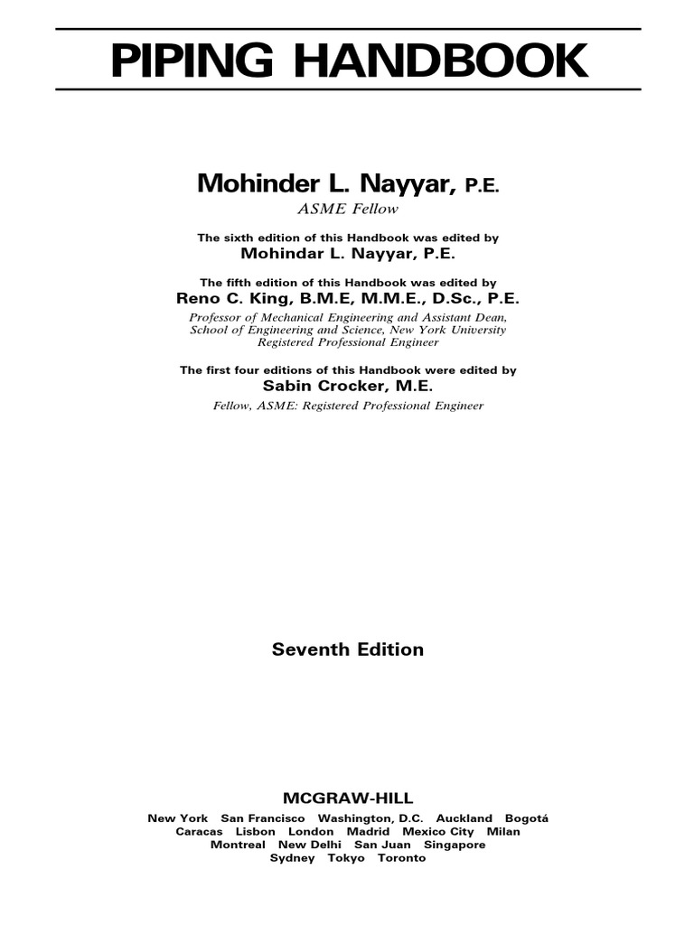 Piping Handbook: Mohinder L. Nayyar | PDF | Engineering | Mechanical Engineering