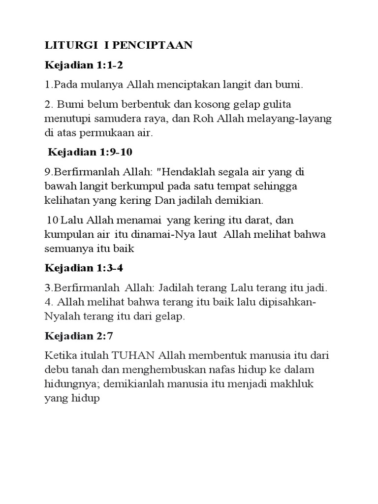 Liturgi I Penciptaan | PDF