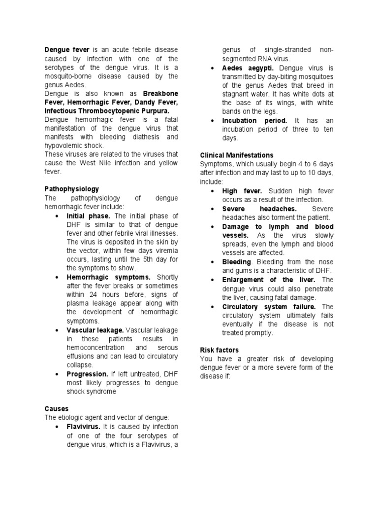 Understanding Dengue Fever Symptoms | PDF