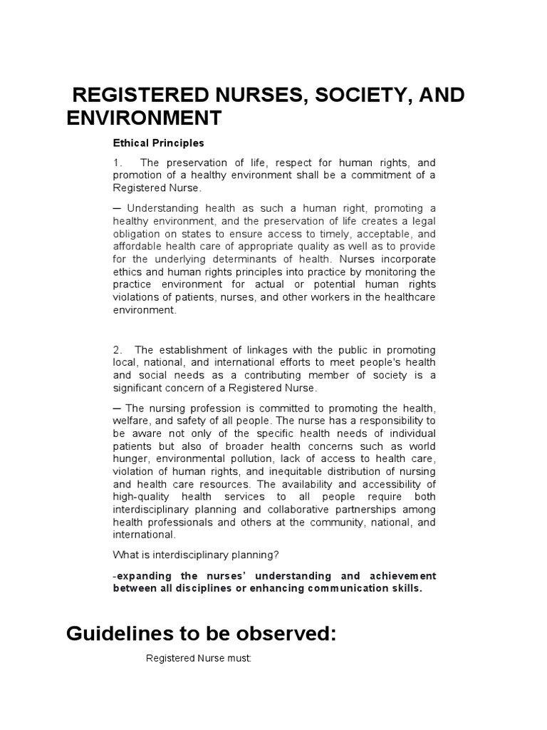 Registered Nurses Society and Environment | PDF