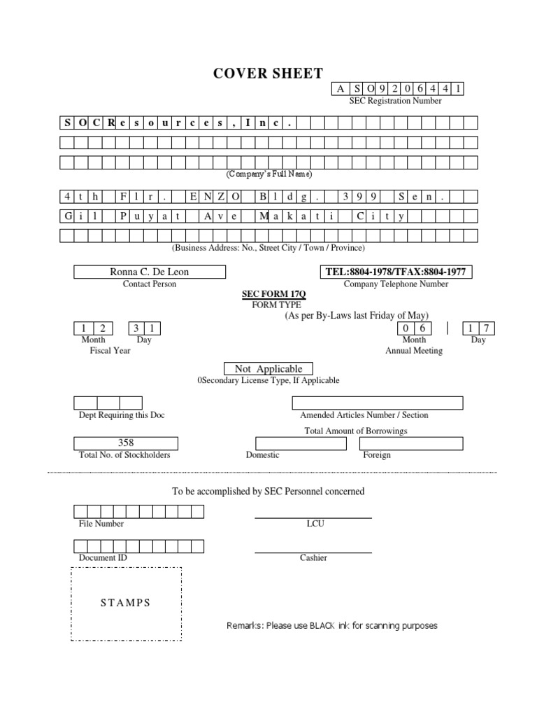 Socresources Inc - Sec Form 17q 3rdq 2022 - 21nov2022 - Pse | PDF ...