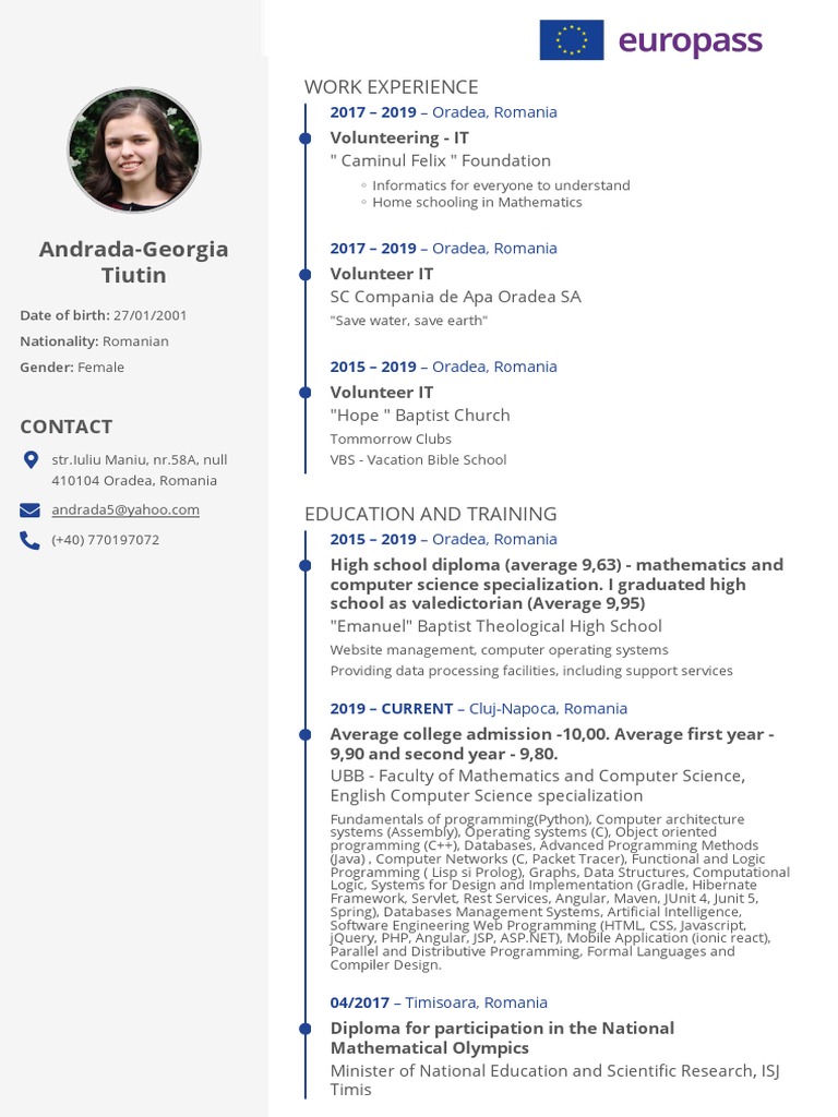 Work Experience and Education | PDF | Java (Programming Language) | Computer Science