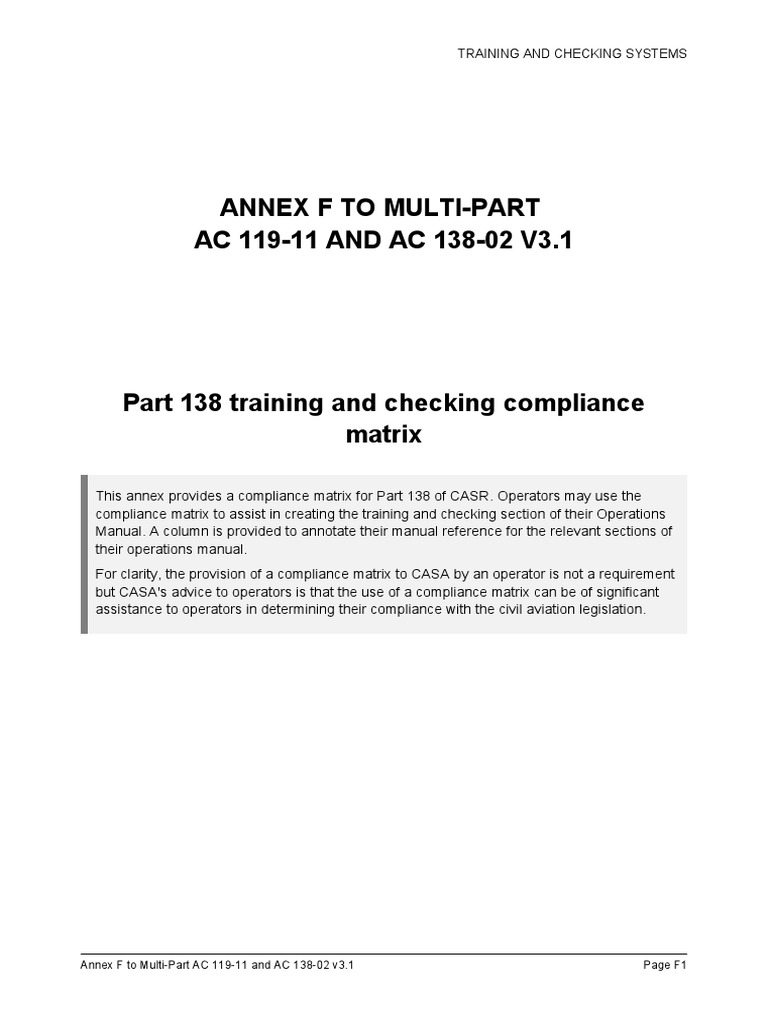 Annex F To Multi Part Advisory Circular 119 1 and 138 2 | PDF | Justice | Crime & Violence