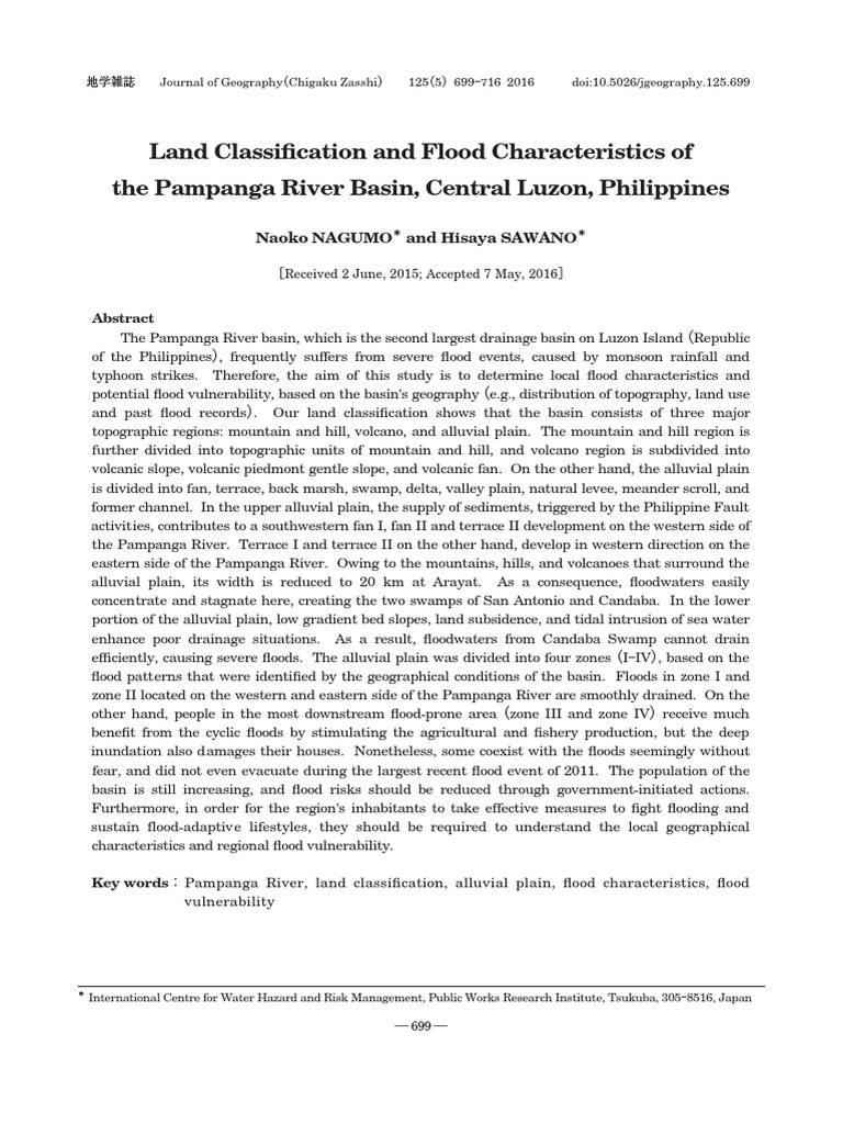 Land Classification and Flood Characteristics of The Pampanga River ...