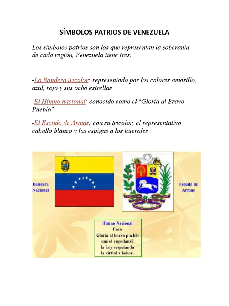Símbolos Patrios de Venezuela | PDF | Venezuela | Los símbolos
