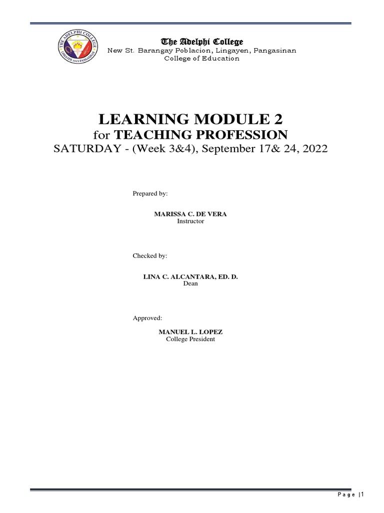 Module 2 Teaching Profession | PDF | Career & Growth