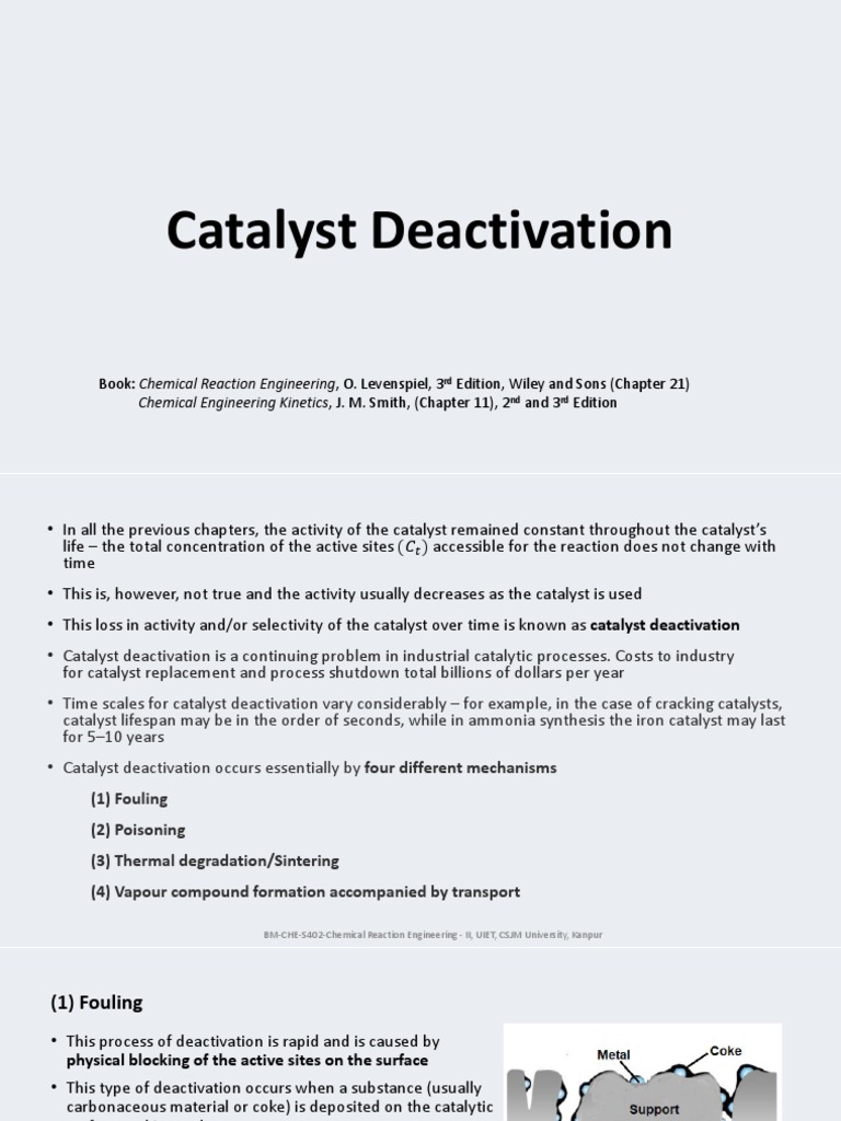 CHE S402 Chapter9 Deactivation Part1 | PDF | Catalysis | Chemical Kinetics