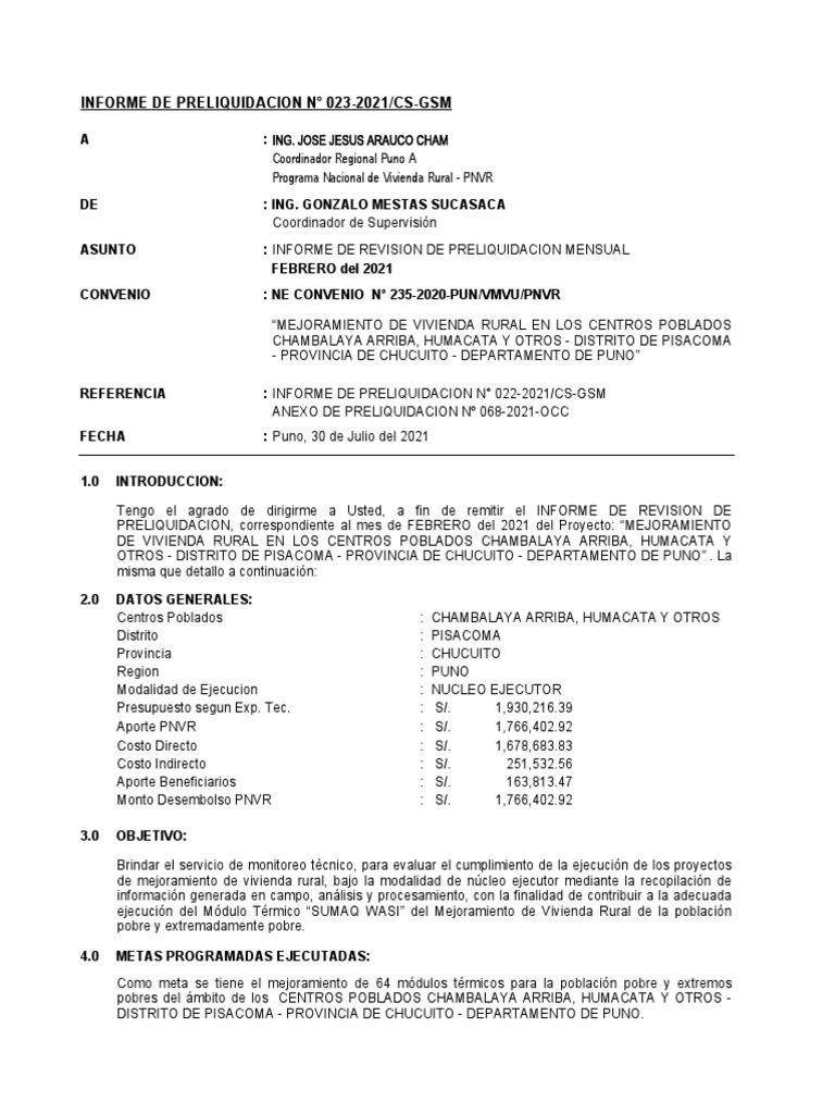 Informes de Aprobacion Word y Excel 236-2020 Monitor Tecnico | PDF