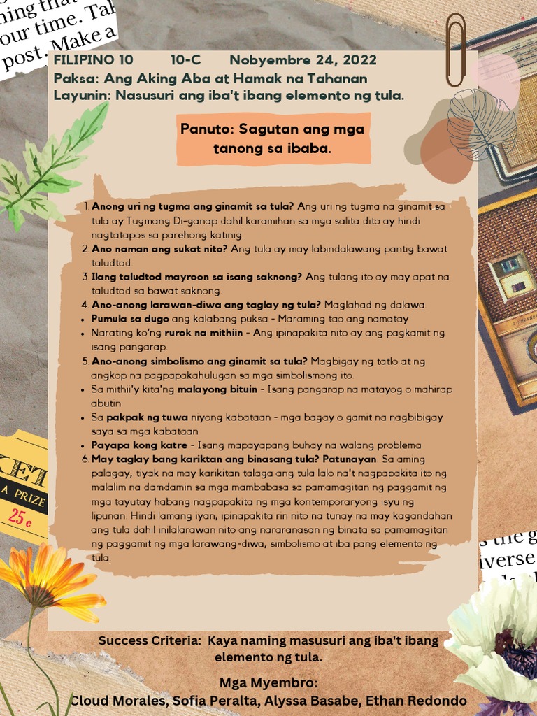 Elemento NG Tula - Ang Aking Aba at Hamak Na Tahanan | PDF